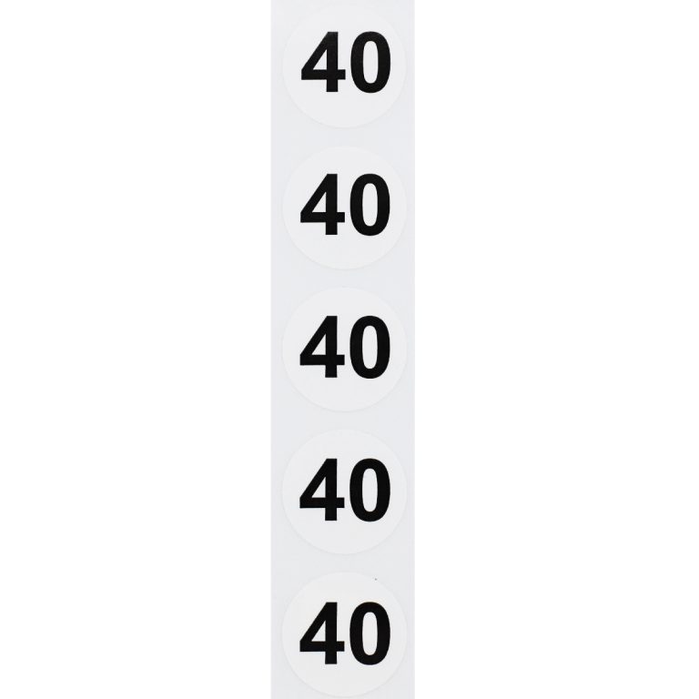 White Number 40 Stickers 3/4" | InStockLabels.com