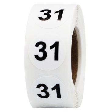 White Number 31 Stickers 3/4" | InStockLabels.com
