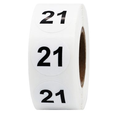 White Number 21 Stickers 3/4" | InStockLabels.com