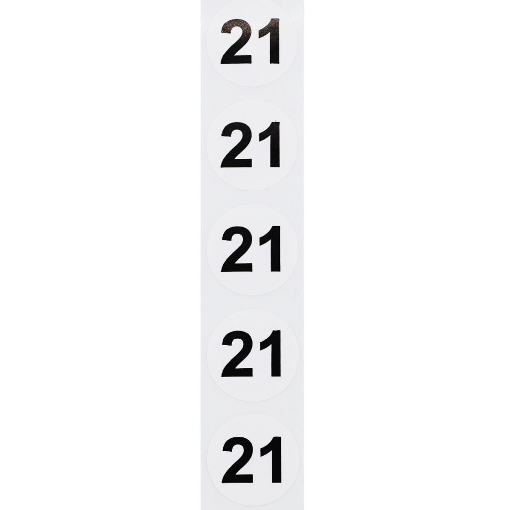 White Number 21 Stickers 3/4" | InStockLabels.com