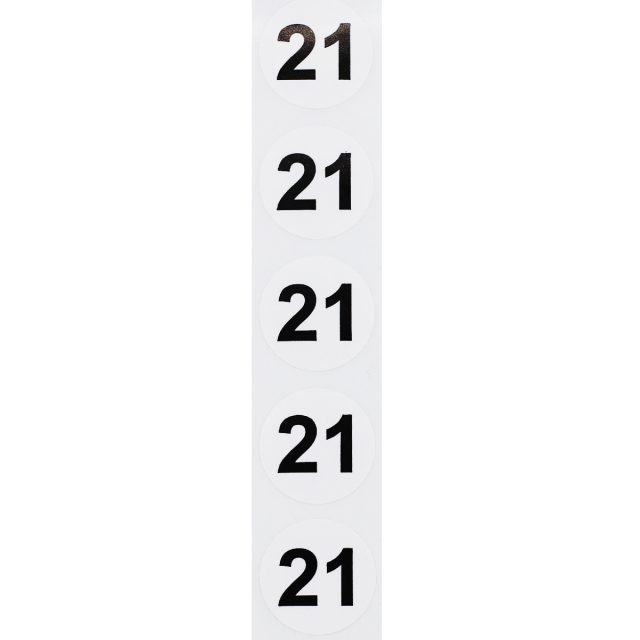 White Number 21 Stickers 3/4" | InStockLabels.com