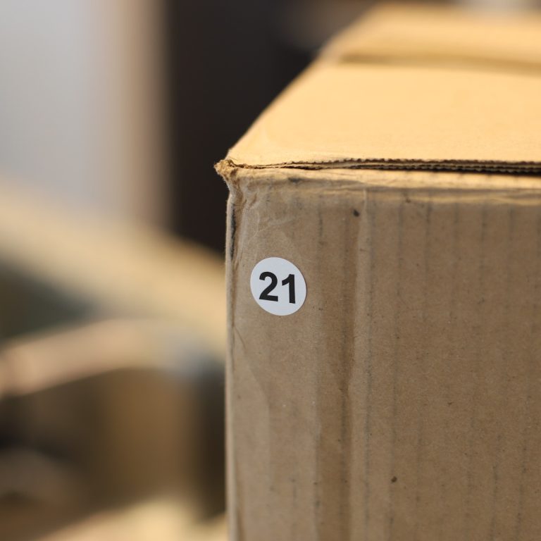 White Number 21 Stickers 3/4" | InStockLabels.com