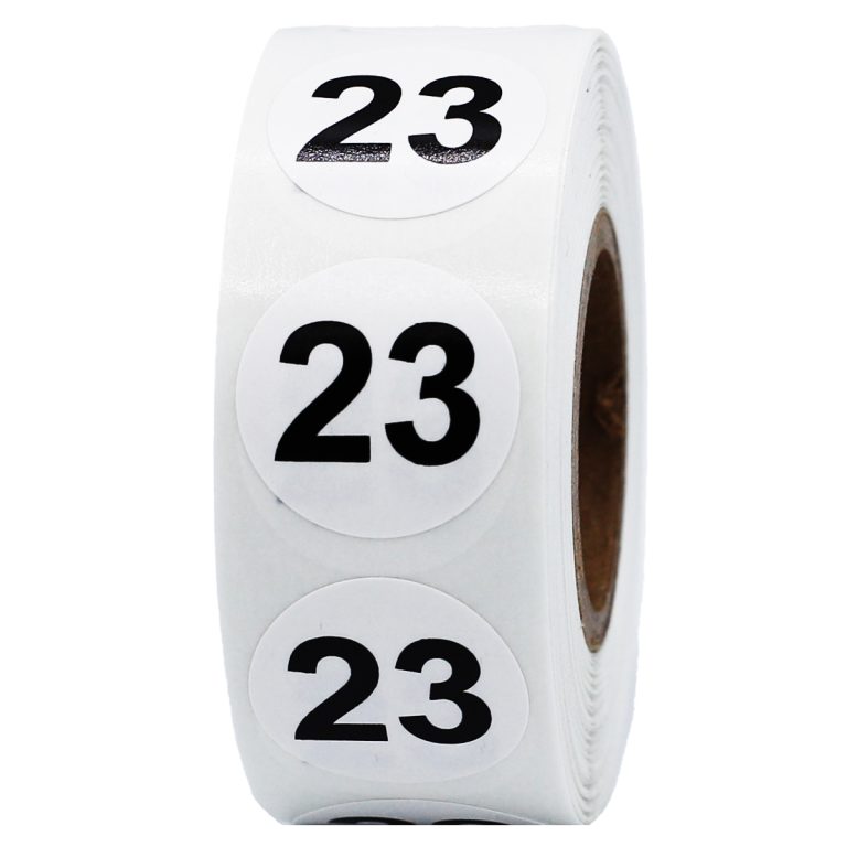 White Number 23 Stickers 3/4" | InStockLabels.com