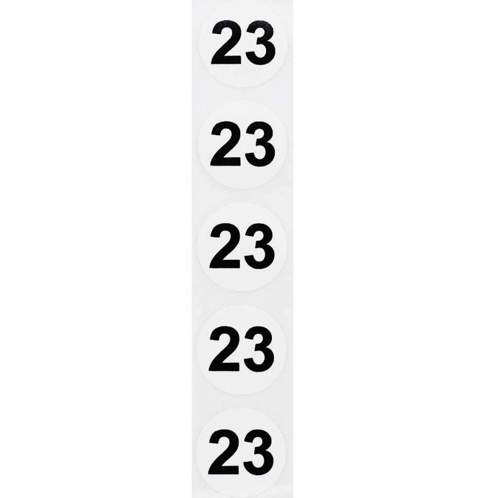White Number 23 Stickers 3/4" | InStockLabels.com