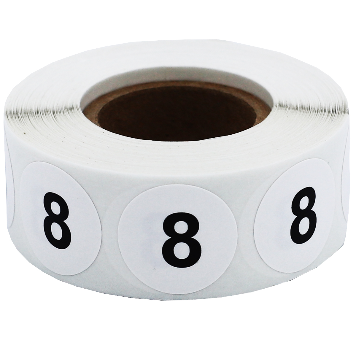 White Number 8 Stickers 3/4" | InStockLabels.com