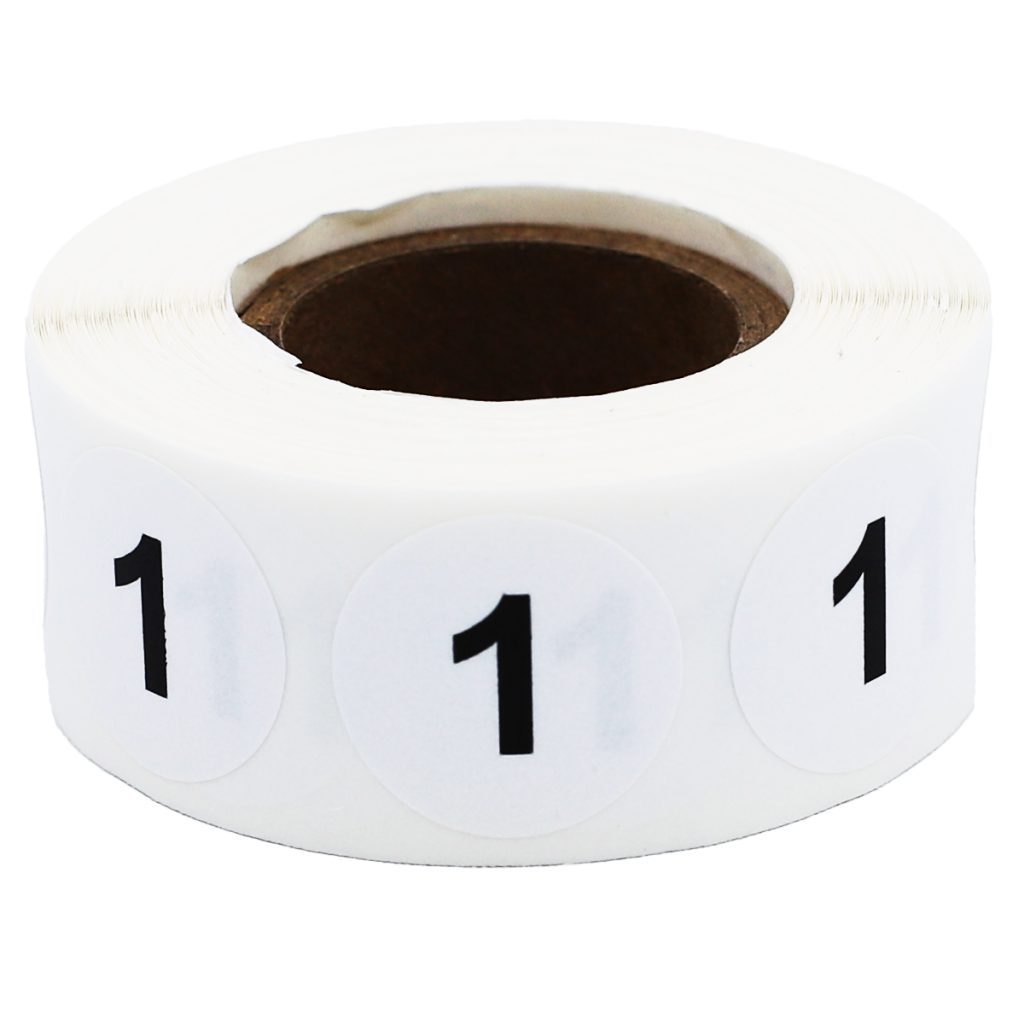White Number 1 Stickers 3/4" | InStockLabels.com
