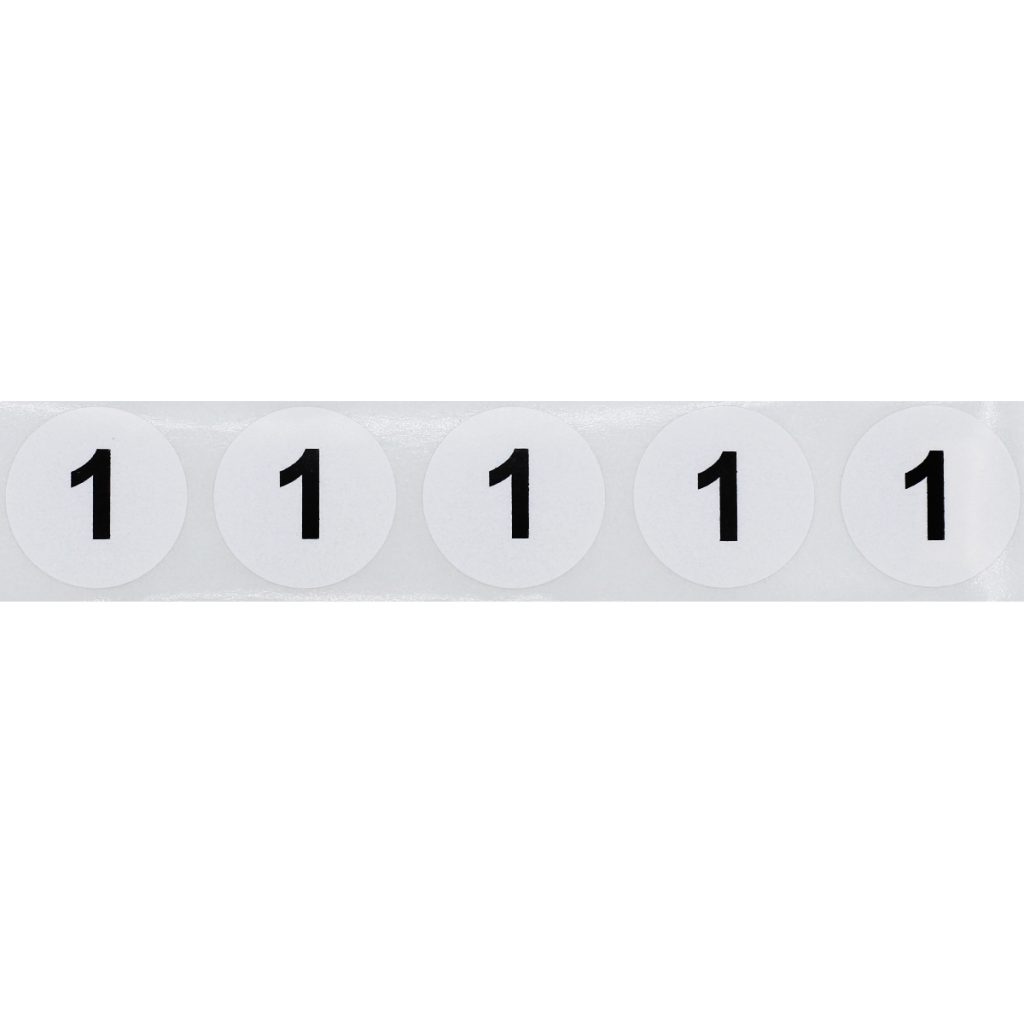 White Number 1 Stickers 3/4" | InStockLabels.com
