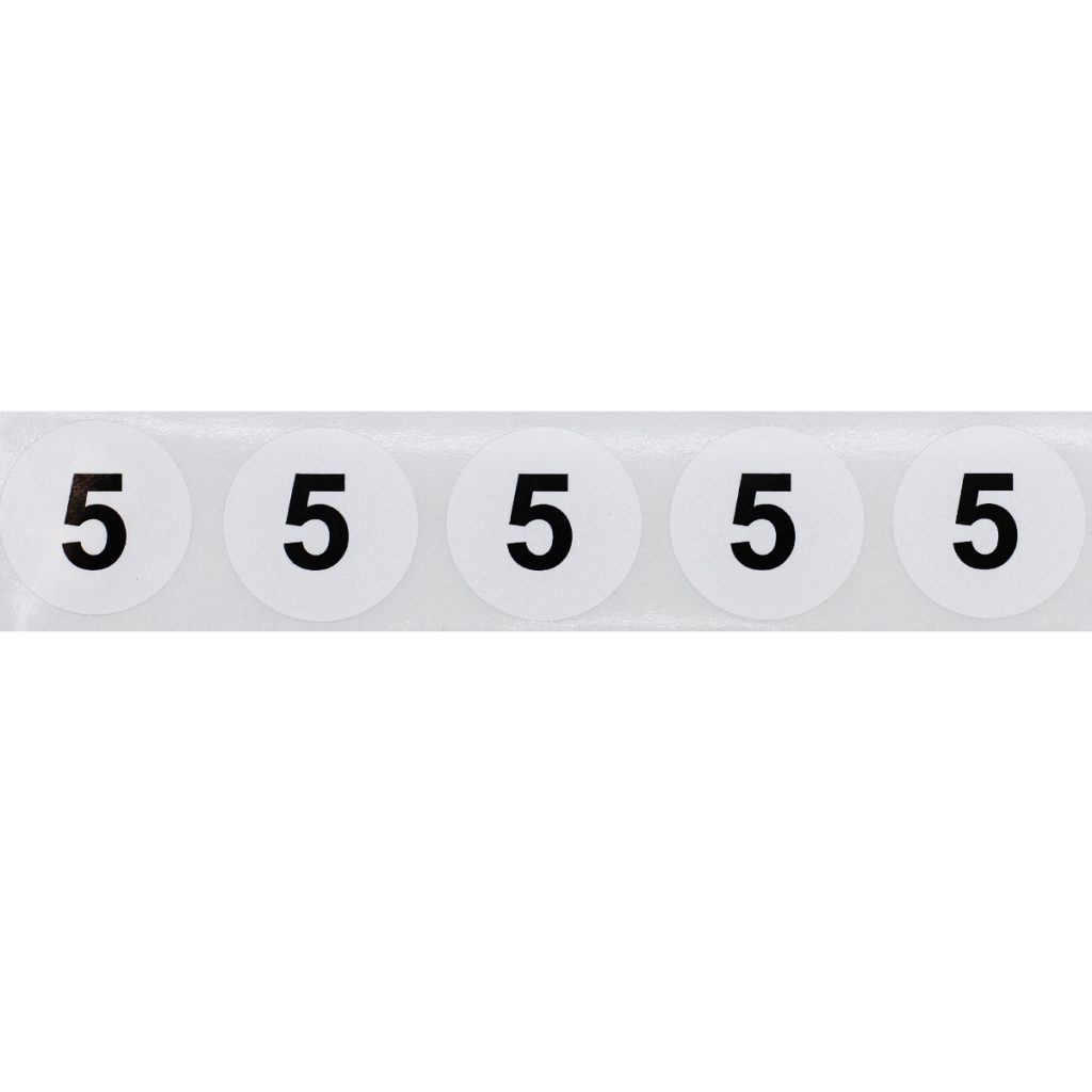 White Number 5 Stickers 3/4" | InStockLabels.com