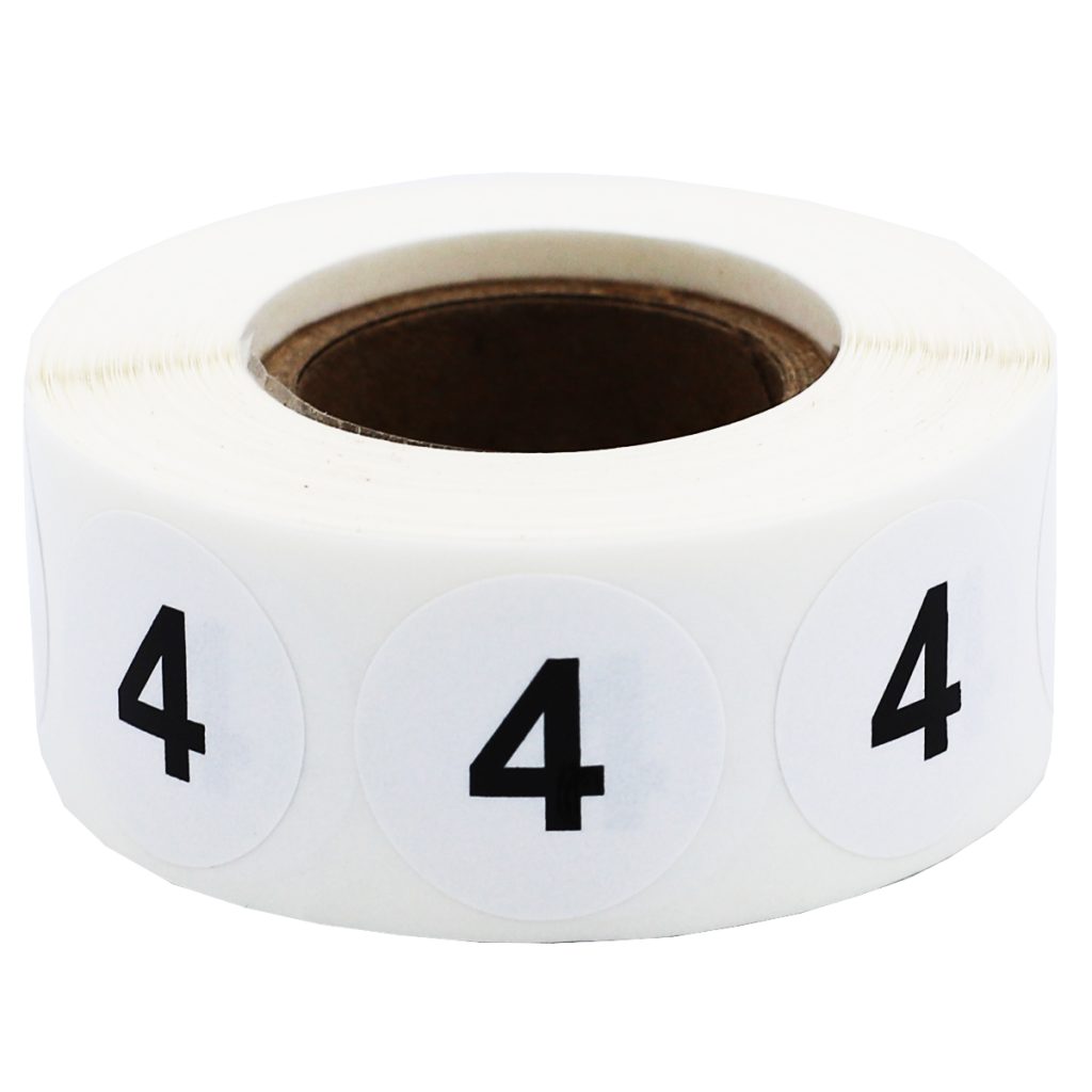 White Number 4 Stickers 3/4" | InStockLabels.com