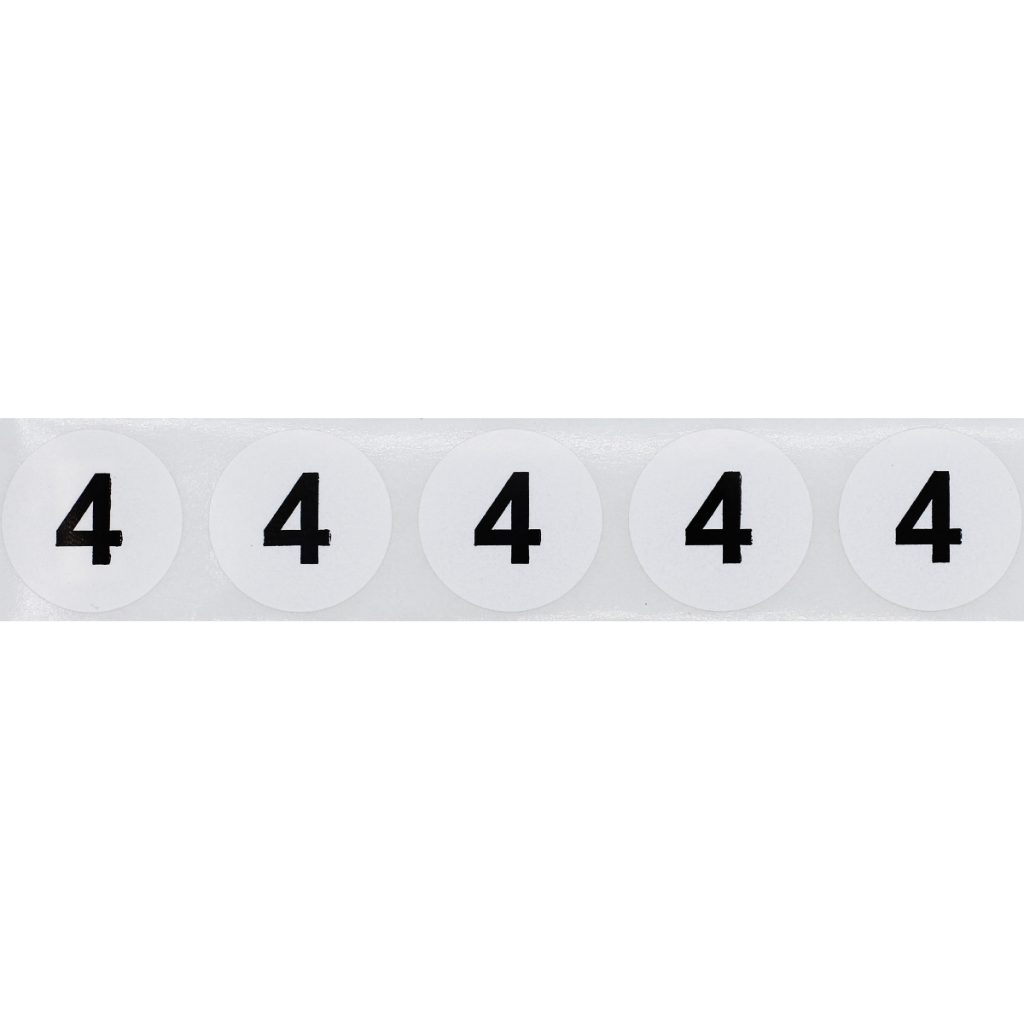 White Number 4 Stickers 3/4" | InStockLabels.com