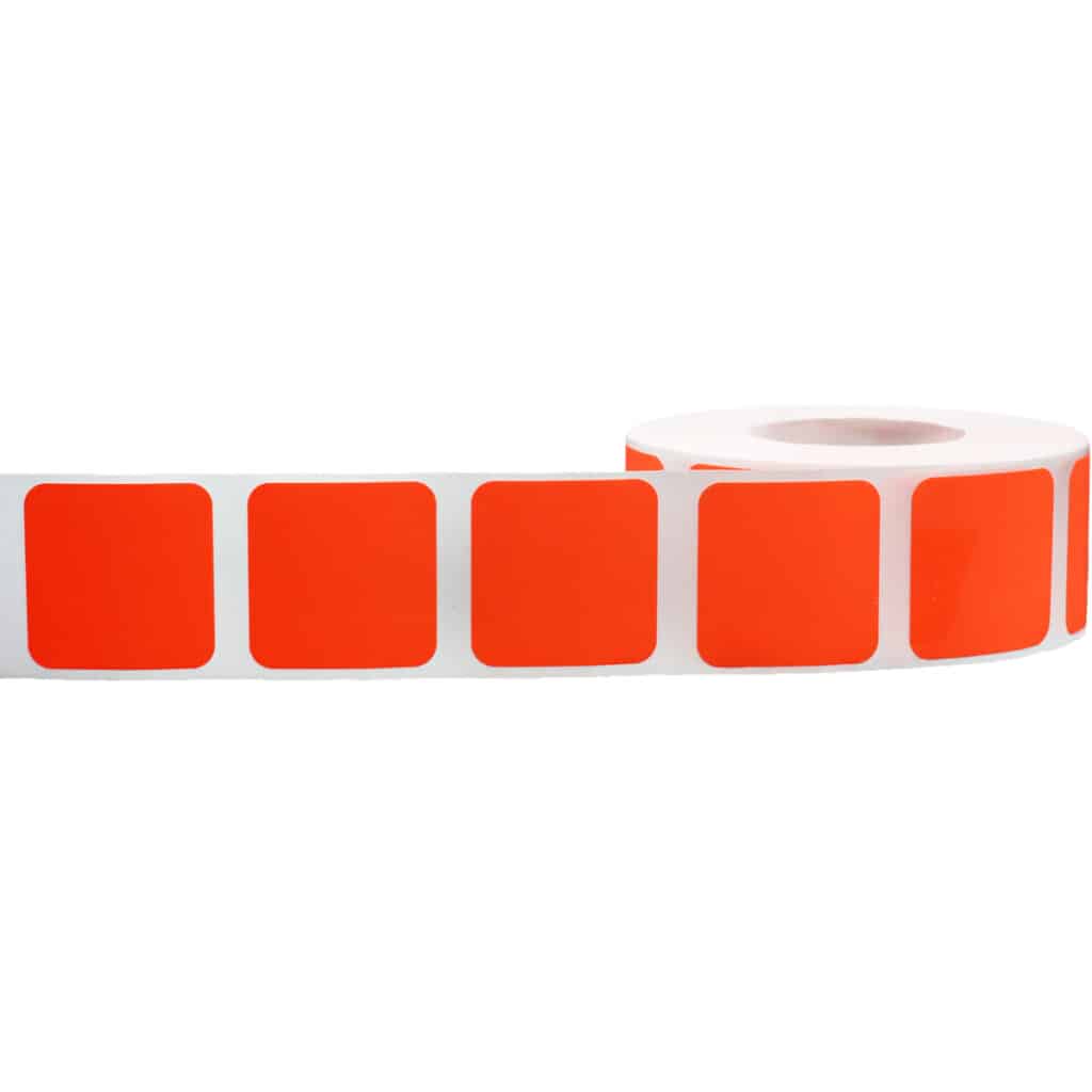 Fluorescent Red Labels 1" Square | InstockLabels.com
