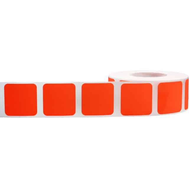 Fluorescent Red Labels 1" Square | InstockLabels.com
