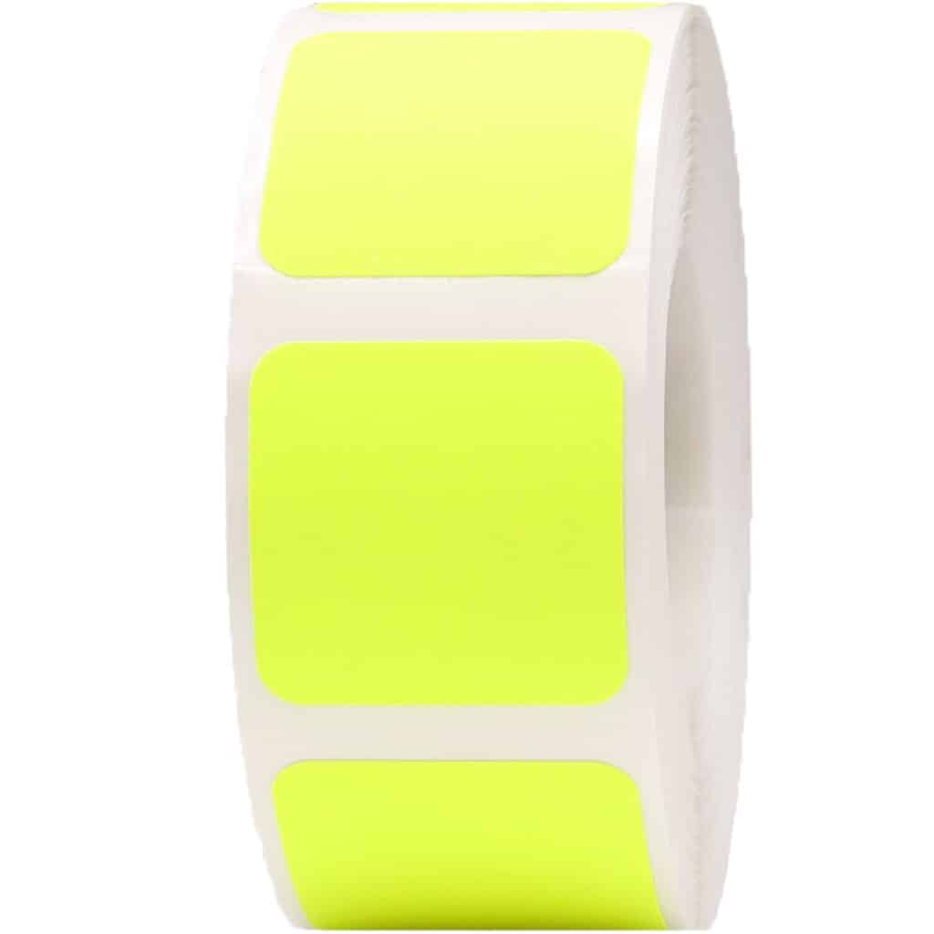 Fluorescent Yellow Labels 1" Square | InstockLabels.com