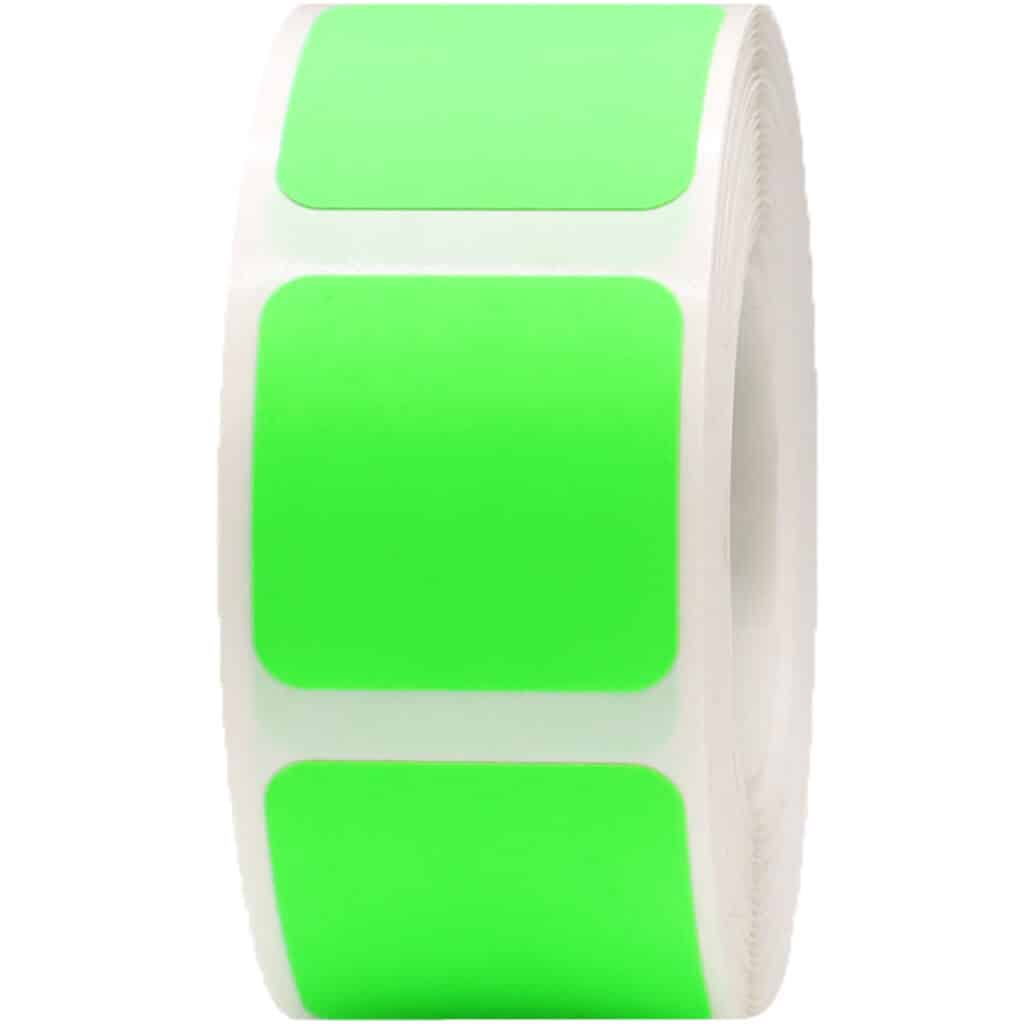 Fluorescent Green Labels 1" Square | InstockLabels.com
