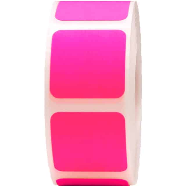 Fluorescent Pink Labels 1" Square | InstockLabels.com