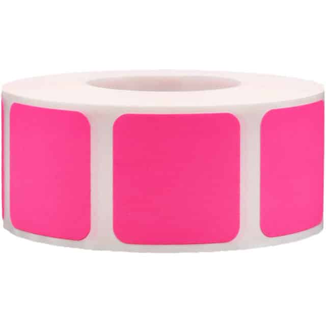 Fluorescent Pink Labels 1" Square | InstockLabels.com