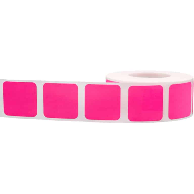 Fluorescent Pink Labels 1" Square | InstockLabels.com