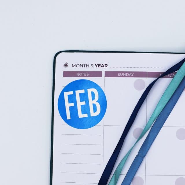 February Color Coding Month Stickers 1.5" Round | InStockLabels.com