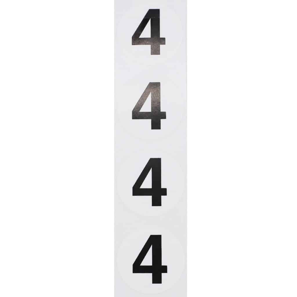 Number 4 Stickers Black/White 1.5" Round | InStockLabels.com