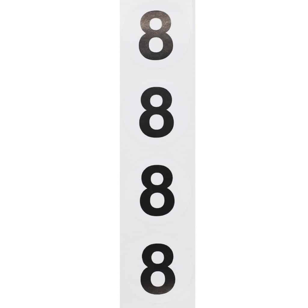 Number 8 Stickers Black/White 1.5" Round | InStockLabels.com