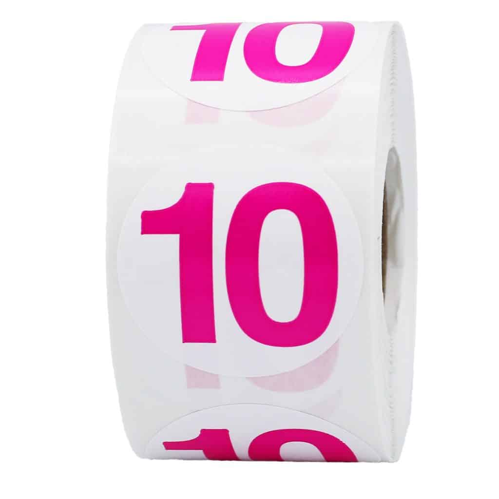 Number 10 Stickers Color Coded 1.5" Round | InStockLabels.com