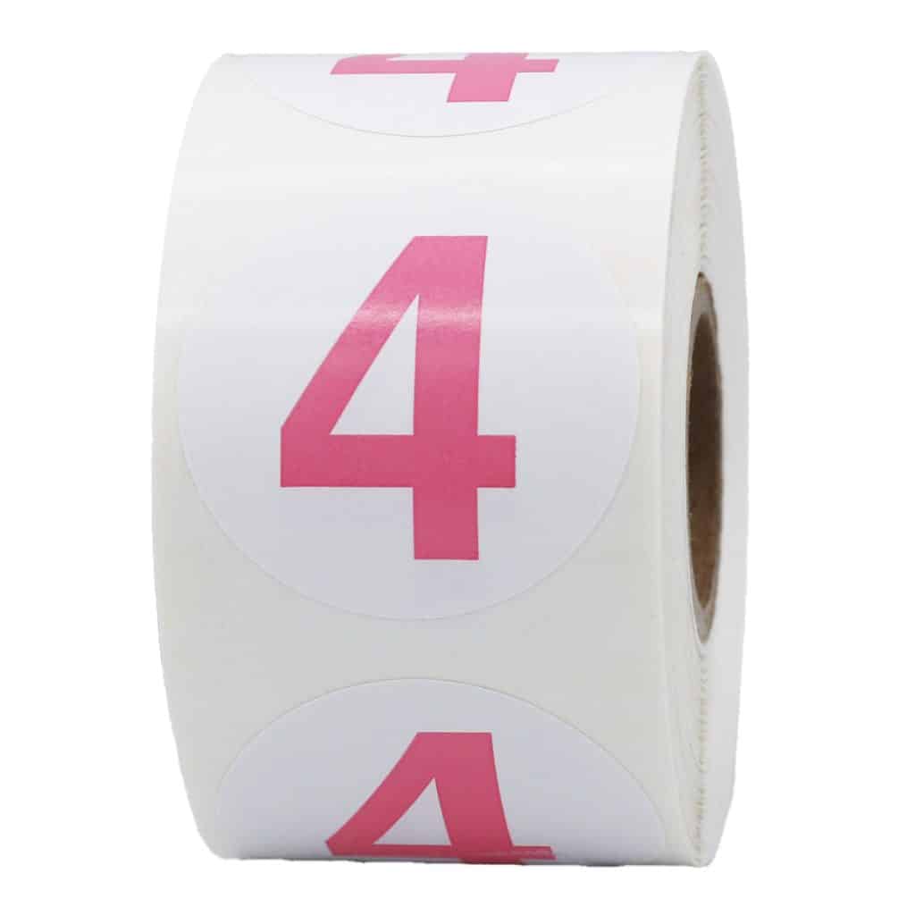 Number 4 Stickers Color Coded 1.5" Round | InStockLabels.com