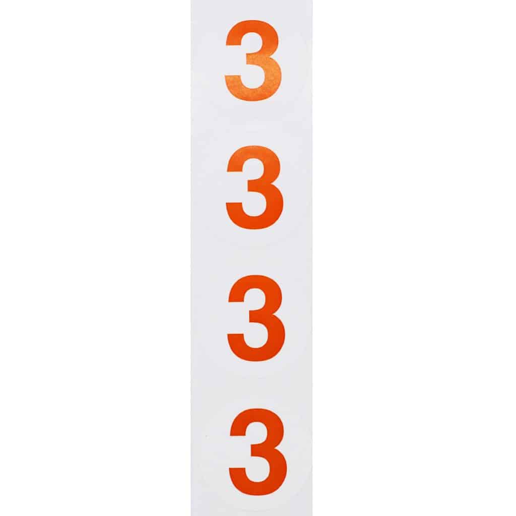 Number 3 Stickers Color Coded 1.5" Round | InStockLabels.com