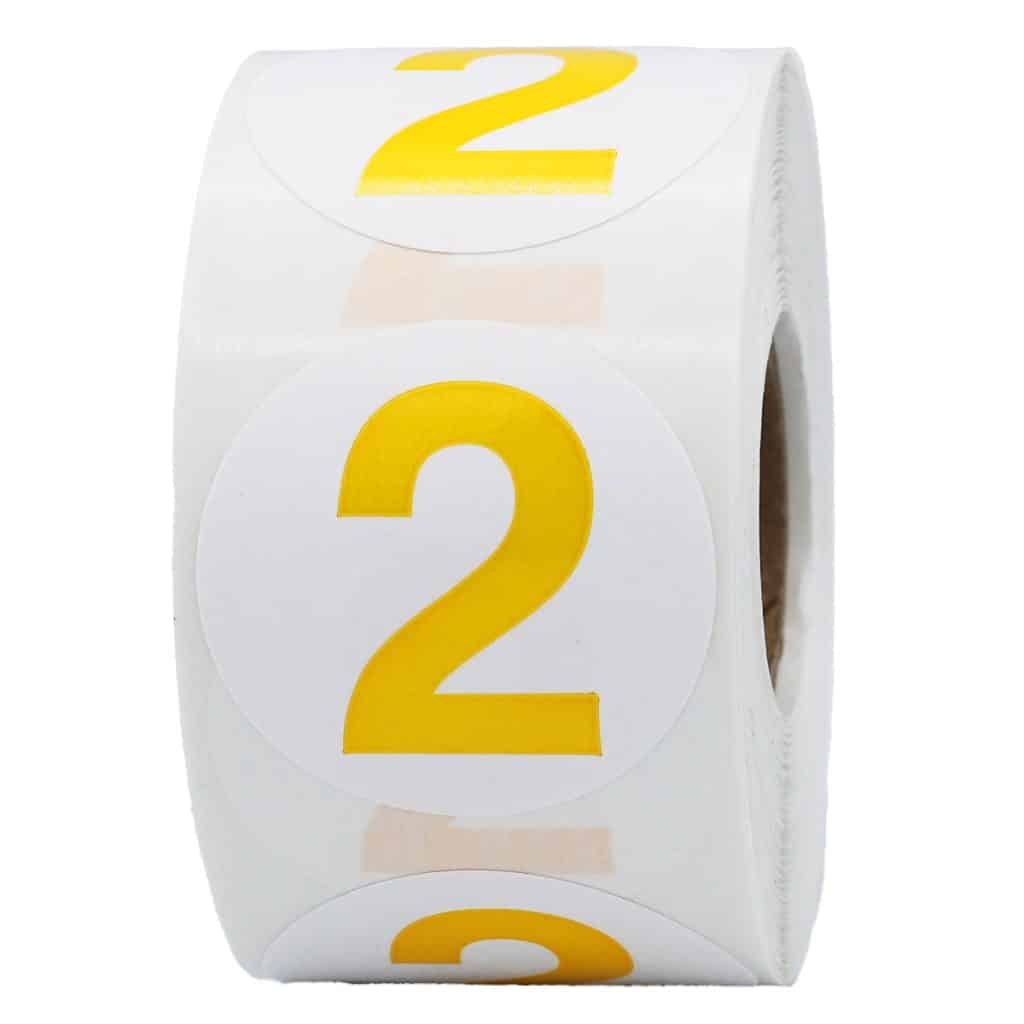 Number 2 Stickers Color Coded 1.5" Round | InStockLabels.com