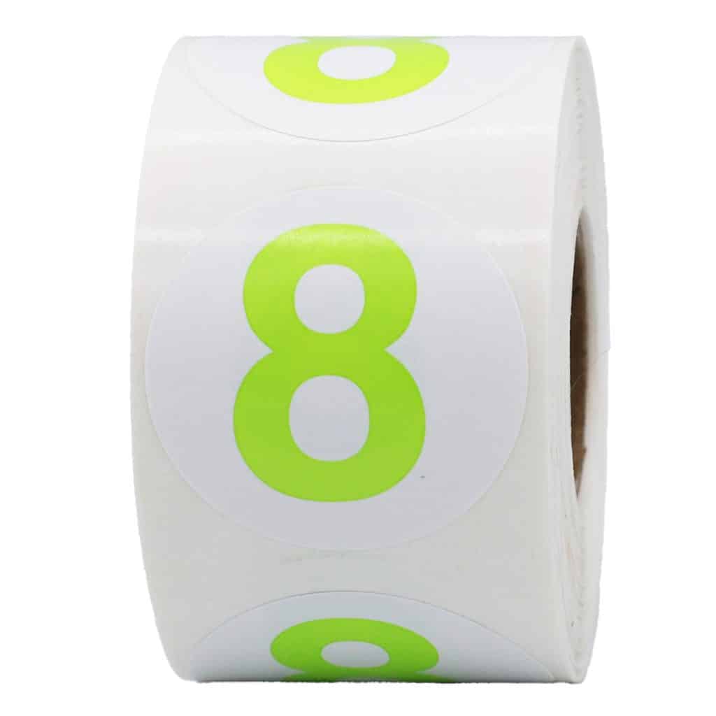 Number 8 Stickers Color Coded 1.5" Round | InStockLabels.com