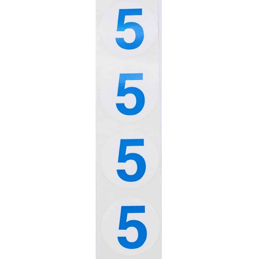 Number 5 Stickers Color Coded 1.5" Round | InStockLabels.com