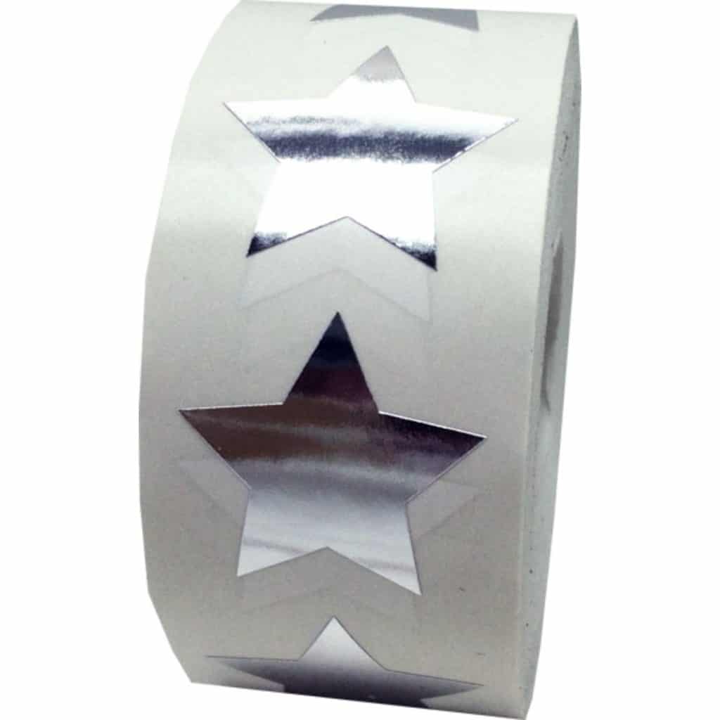 Silver Star Stickers 1" Inch | InstockLabels.com