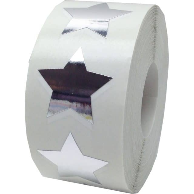 Silver Star Stickers 1" Inch | InstockLabels.com