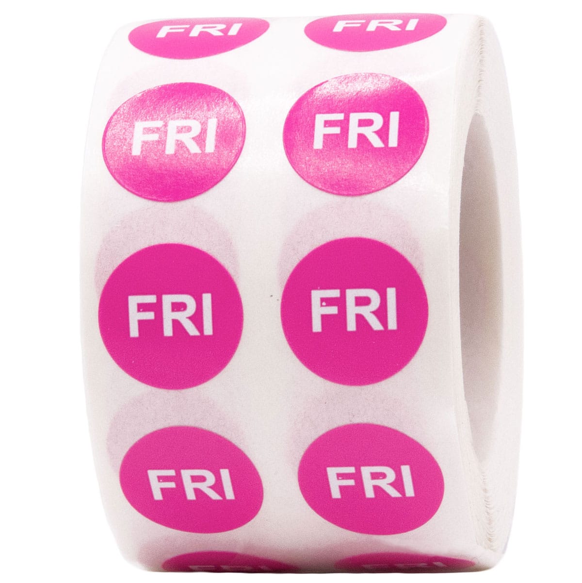 Small Friday Colored Day Stickers 1/2" Round | InStockLabels.com