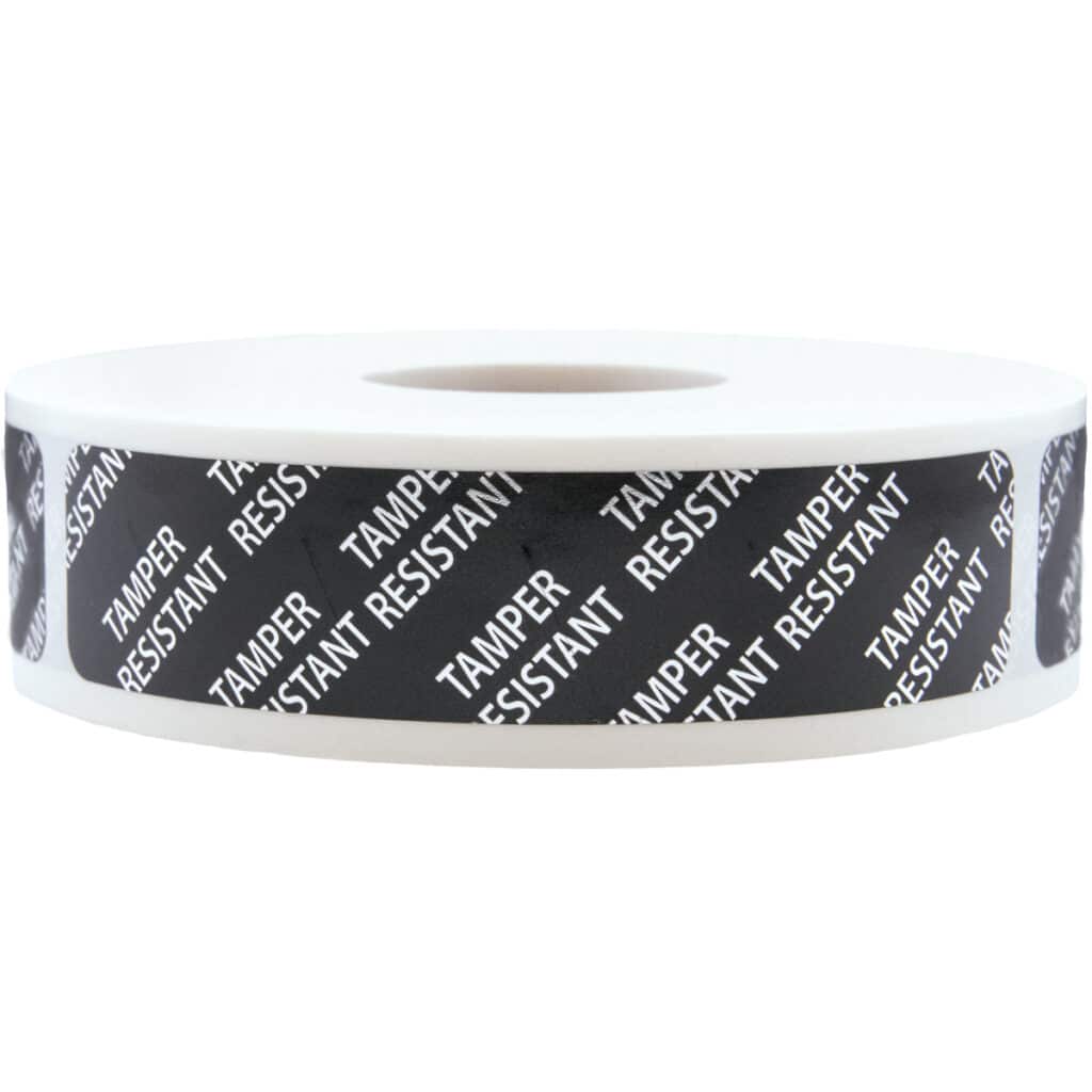 Tamper Resistant Labels | 0.75" x 3.5" - Metallic Black | InStockLabels.com