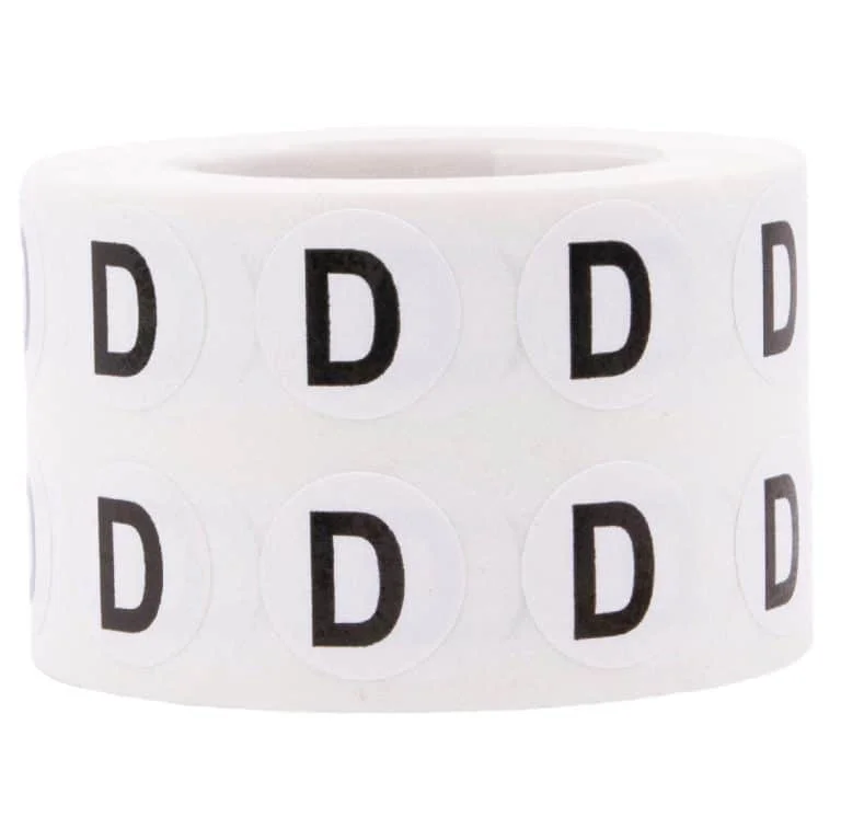 Small Letter D Stickers 1/2" Round | InStockLabels.com