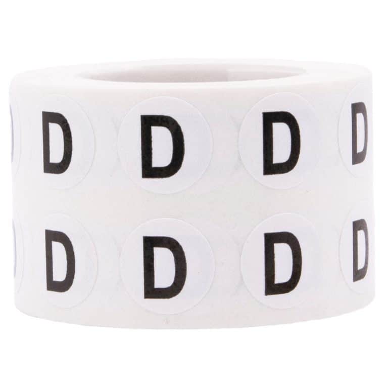 Small Letter D Stickers 1/2" Round | InStockLabels.com