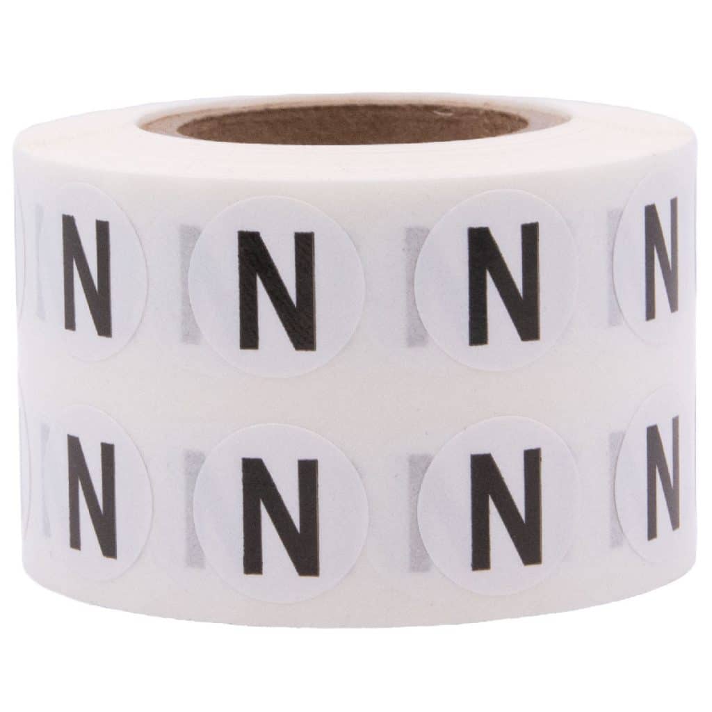 Small Letter N Stickers 1/2" Round | InStockLabels.com