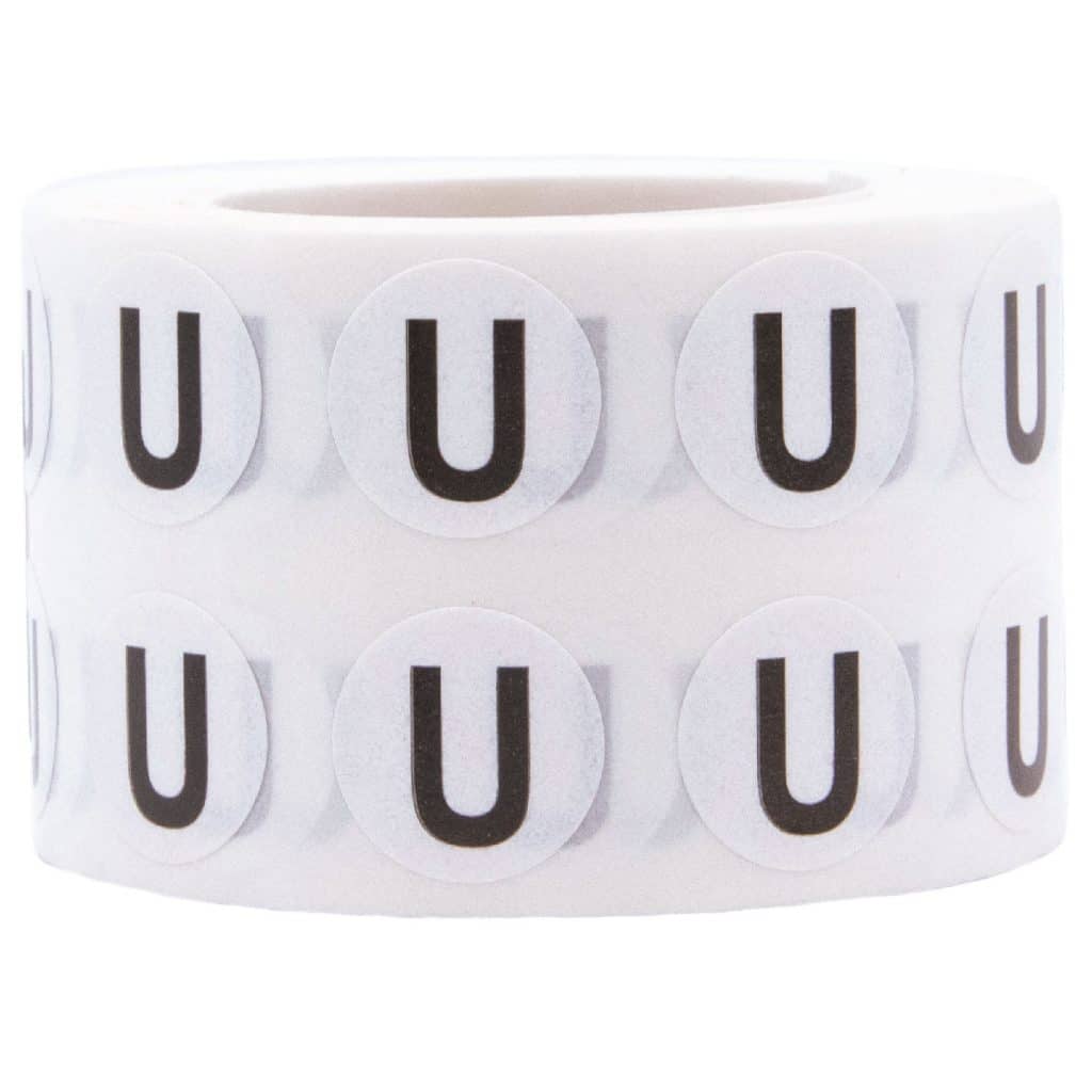 Small Letter U Stickers 1/2" Round | InStockLabels.com