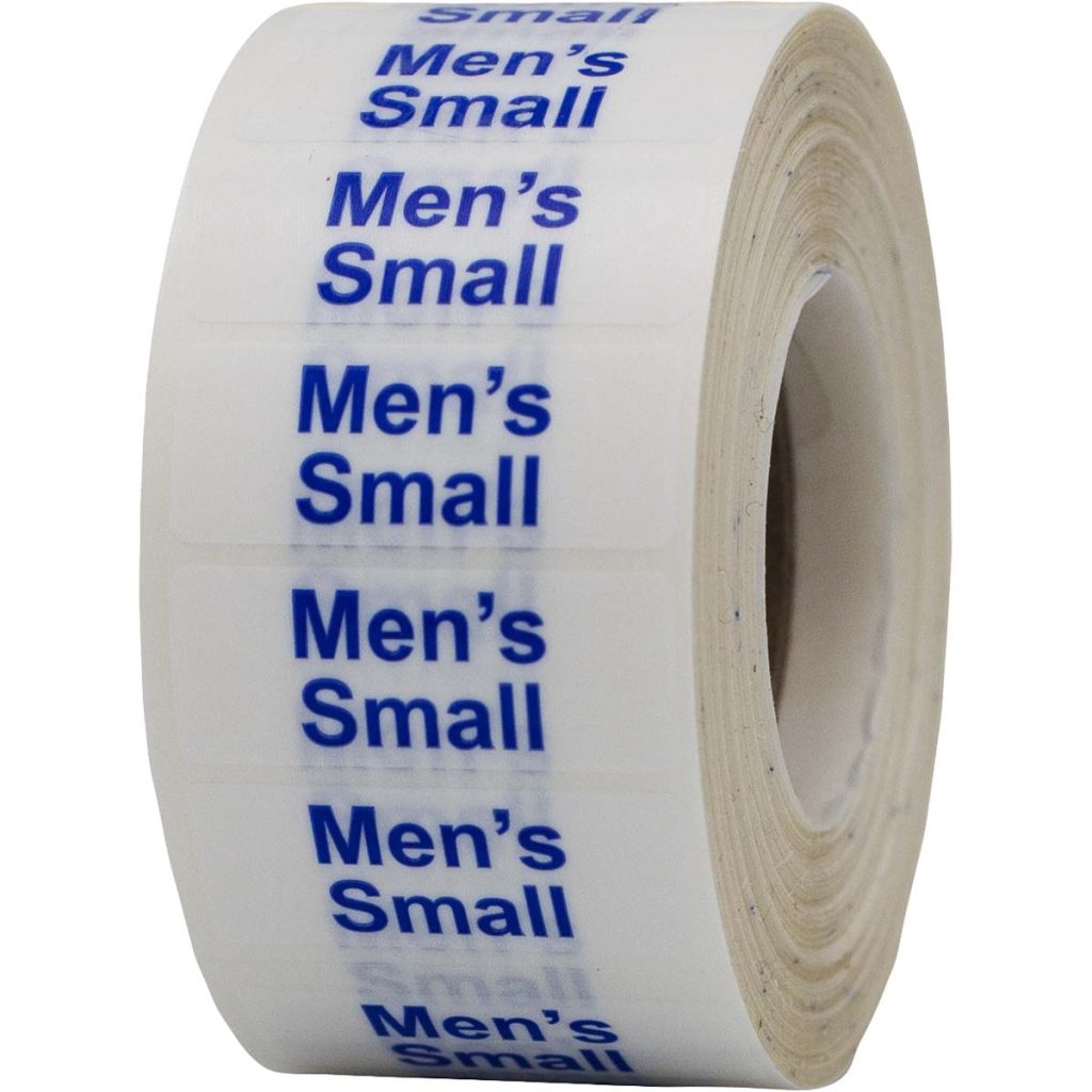 Men's Ultra Clear Blue Colored Size Strip Labels | InStockLabels.com