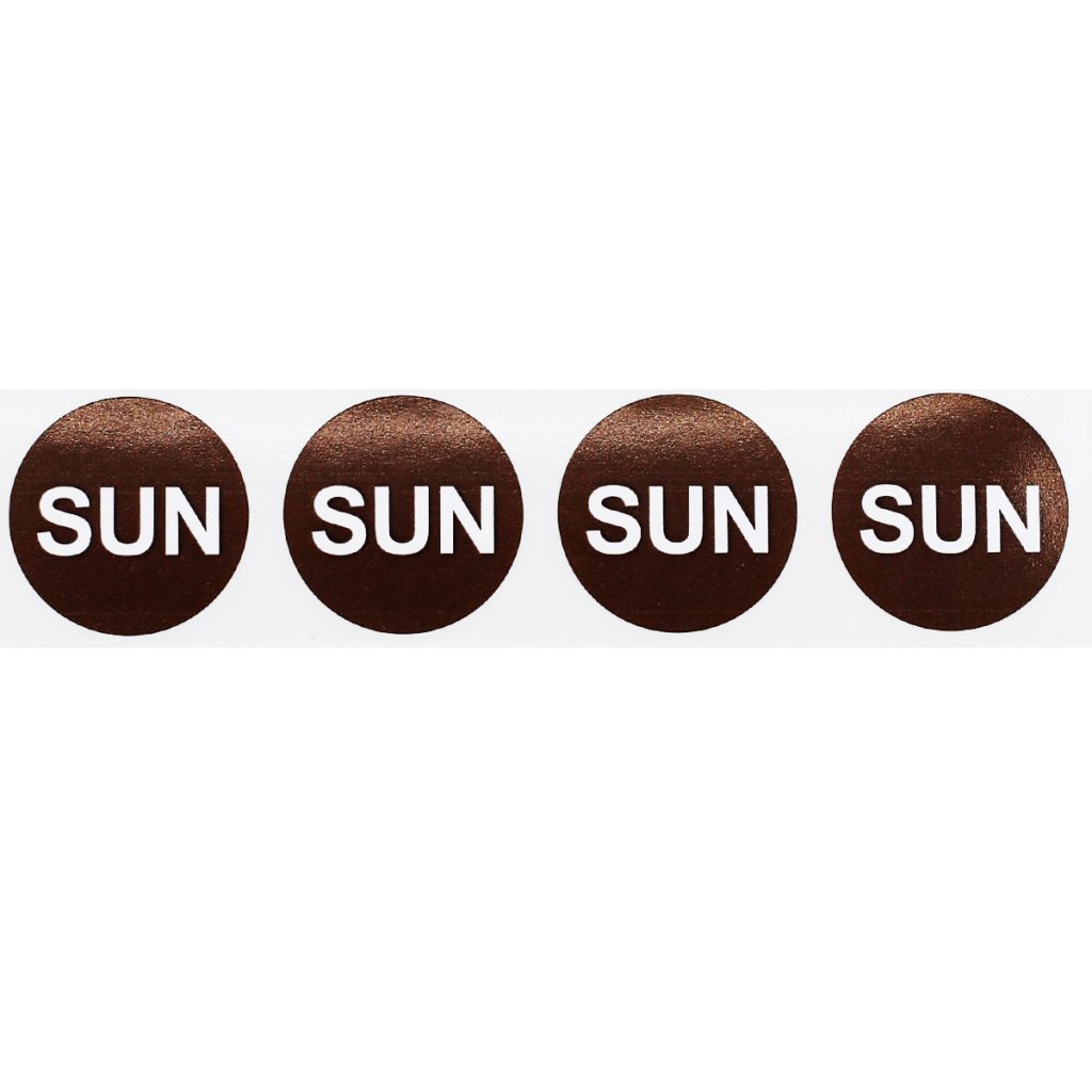Sunday Color Coded Day Stickers 3/4" Round | InStockLabels.com