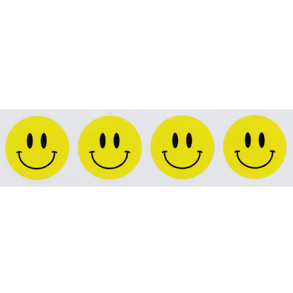 Yellow Smiley Face Stickers 3/4" | InStockLabels.com