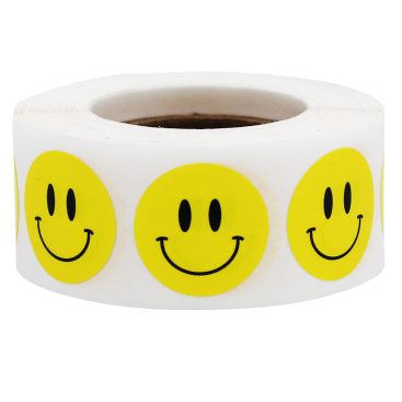 Yellow Smiley Face Stickers 3/4" | InStockLabels.com