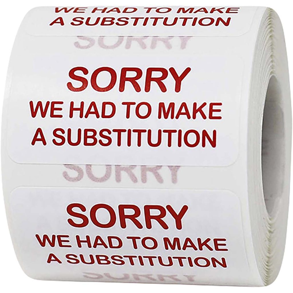 Removable Sorry, We had to make a substitution Labels 1 x 2 ...