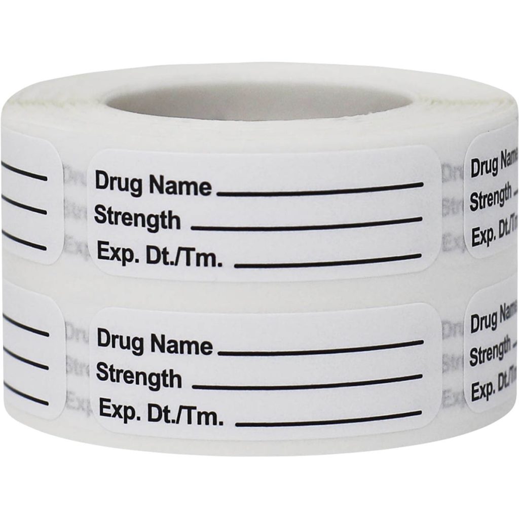 Drug Name, Strength, Exp Date Healthcare Labels | 0.5 x 1.5 ...