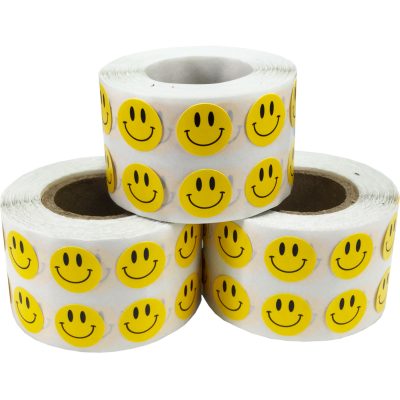 Three Pack Yellow Smiley Face Stickers 3 Pack 1/2" Round ...