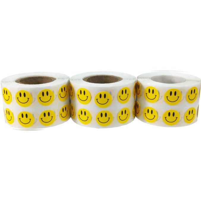 Three Pack Yellow Smiley Face Stickers 3 Pack 1/2" Round ...