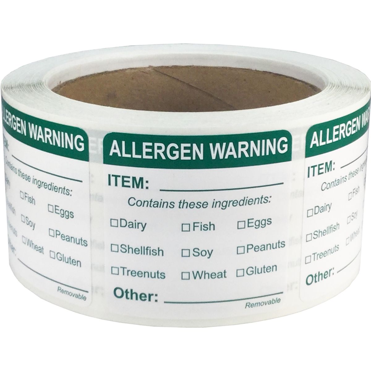 Writable Removable Allergen Waning Labels | InStockLabels.com
