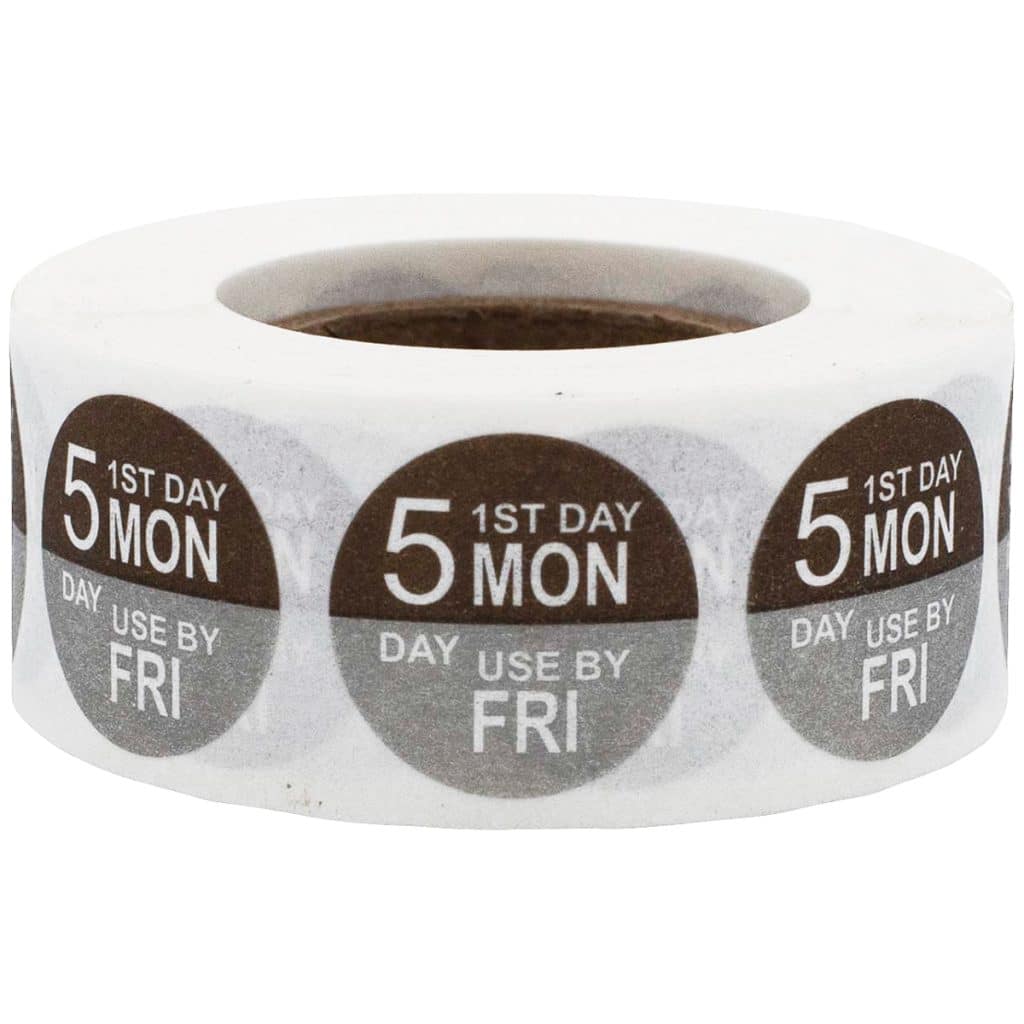 Mon - Fri Dissolvable 5 Day Food Rotation Labels QTY 500 ...
