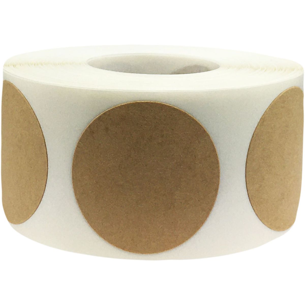 Color Coded Labels 1.25" Round - Brown Kraft | 500/Roll | InStockLabels.com