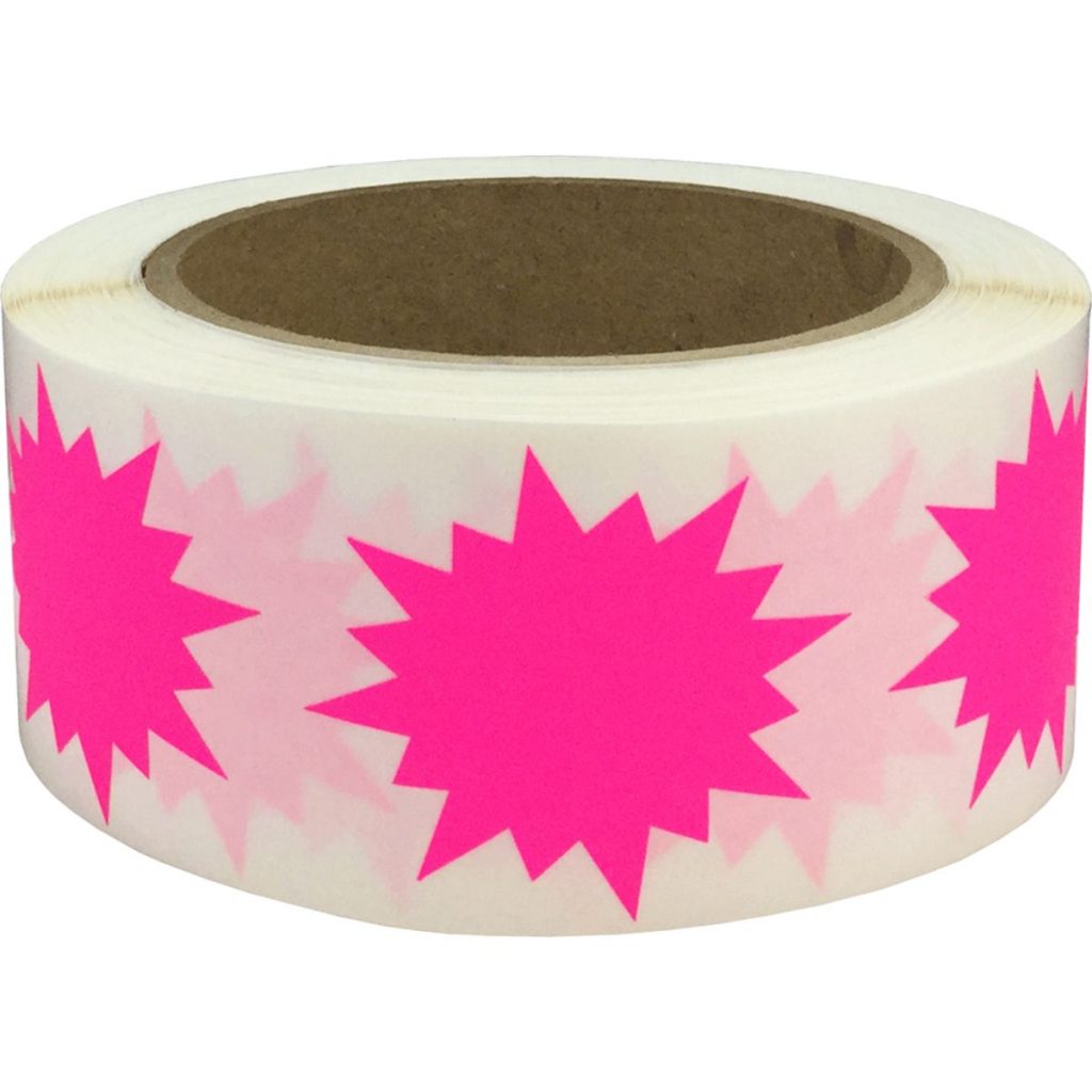 Fluorescent Burst Stickers 2" inch Shape | InStockLabels.com